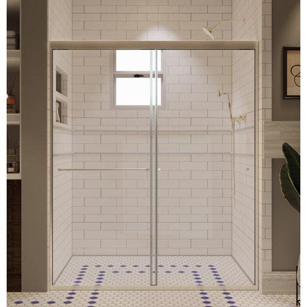 ExBrite 56" - 60" W x 72" H Double Sliding Semi-Frameless Shower Door & Reviews | Wayfair